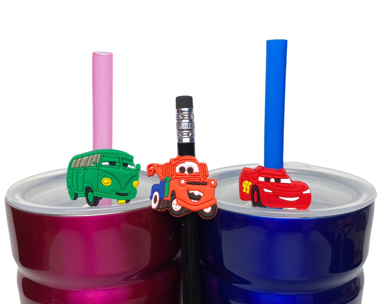 Cars Straw Buddies Pixar Disney Pencil Topper Lightning | Etsy