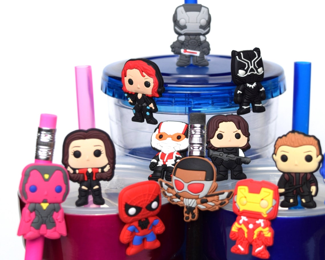 Avengers Straw Buddies Marvel Pencil Toppers Iron Man - Etsy