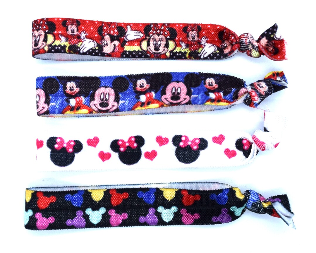 Set of 4 Mickey and Minnie Hair Ties | Disney Hair Elastic | Fish ...