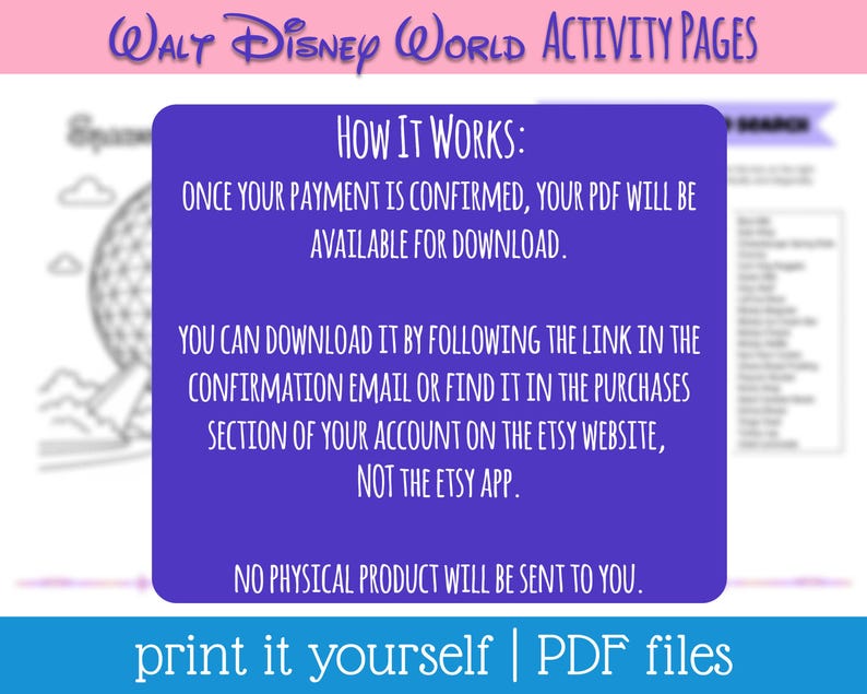 Printable Disney World Activity Sheets | 25 Digital Pages of Puzzles ...