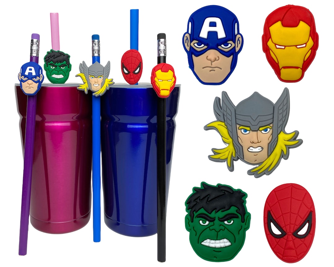 Avengers Straw Buddies | Marvel Straw Buddy | Iron Man Pencil Topper ...