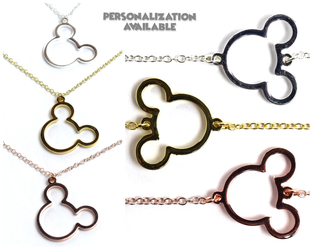 Mickey Mouse Necklace and Bracelet Silver Mickey Mouse Jewelry Gold ...