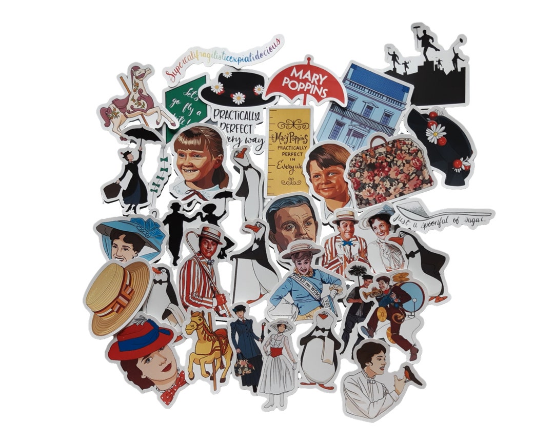 Mary Poppins Stickers | Vinyl Sticker for Laptop, Scrapbook, Phone ...
