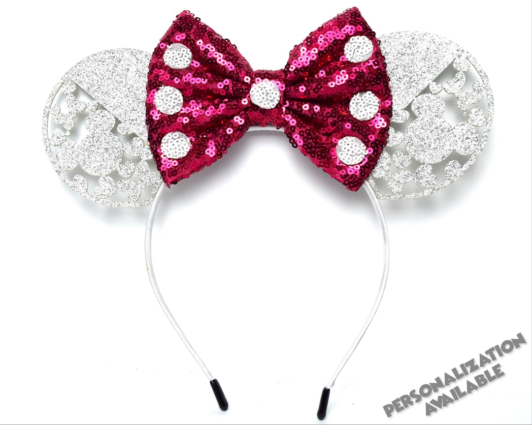 Oreilles de Minnie à paillettes argentées et roses Oreilles - Etsy France