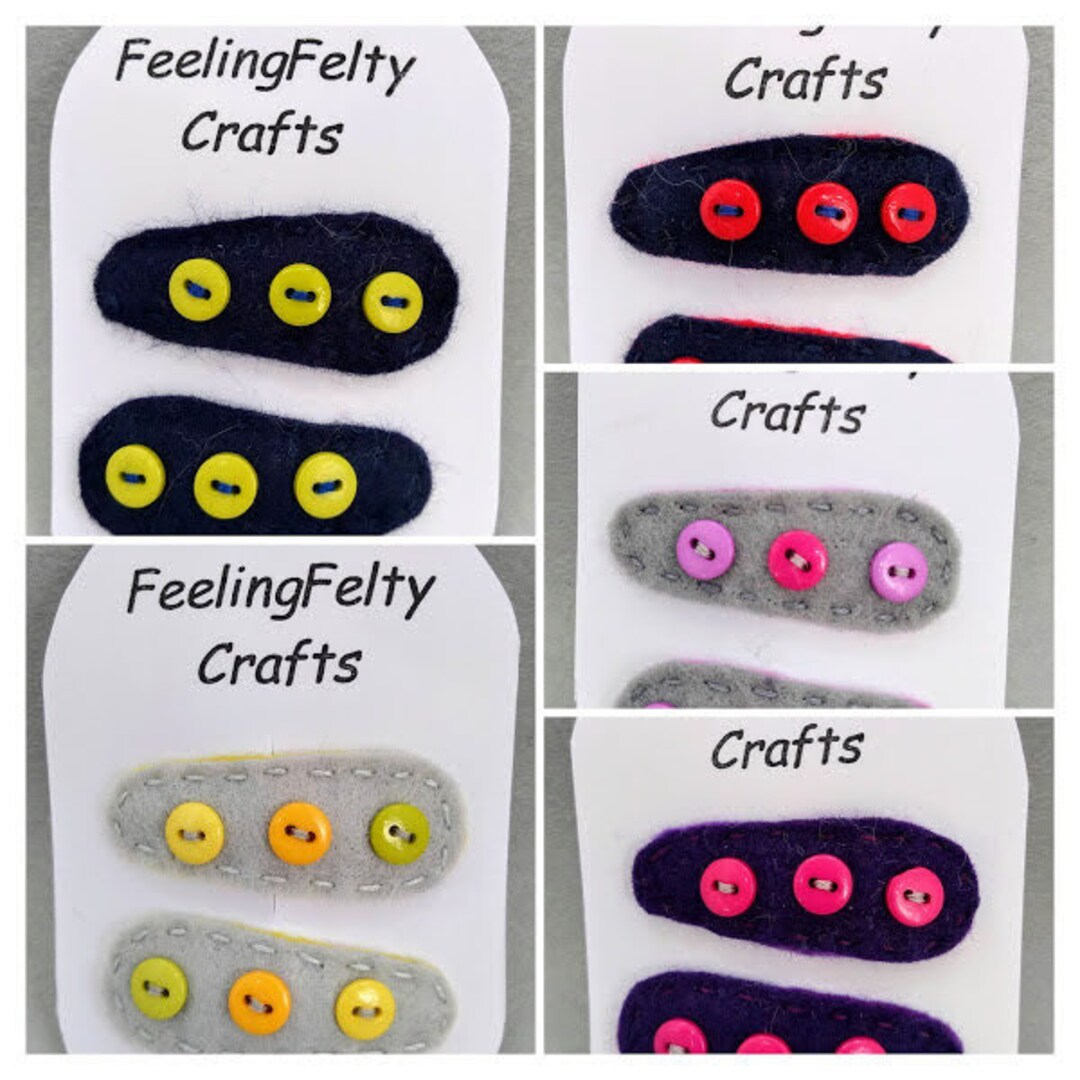 Buttons, Buttoned, Felt Hair Clips, Snap Clips, Hair Clips, Hair ...