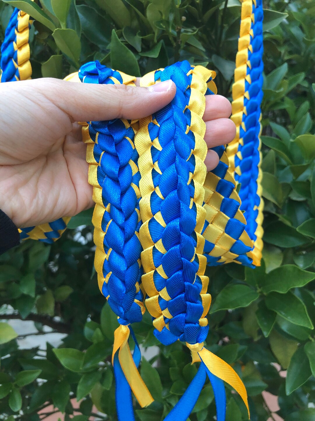 Choose Your Colors Open Satin Double Ribbon Graduation Lei Tied With a ...