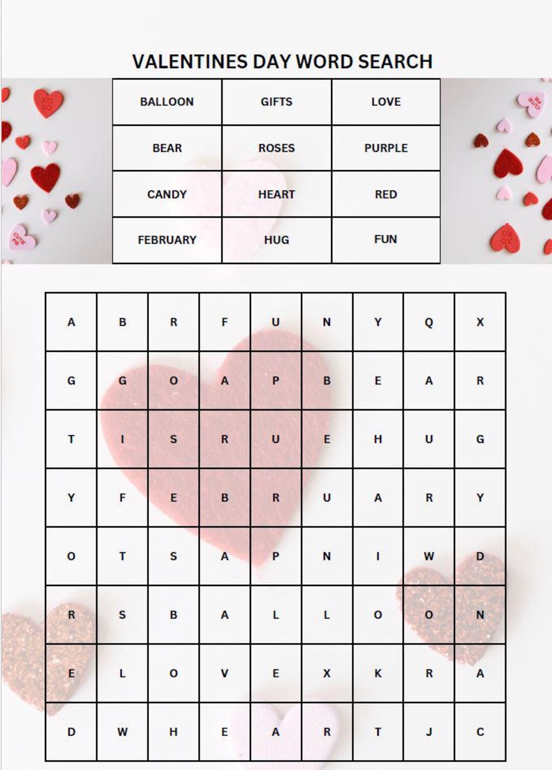 Valentines Day Crossword Puzzle, Easy Kids Crossword, Family Friendly ...