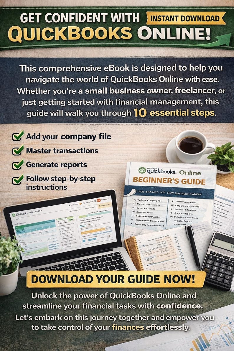Quickbooks Online Beginner's Guide - Etsy