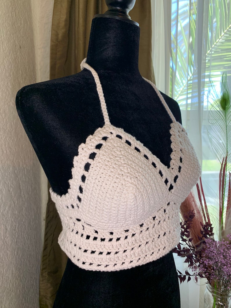 Off White Crochet Halter Top Summer Top Criss Cross Tie in - Etsy