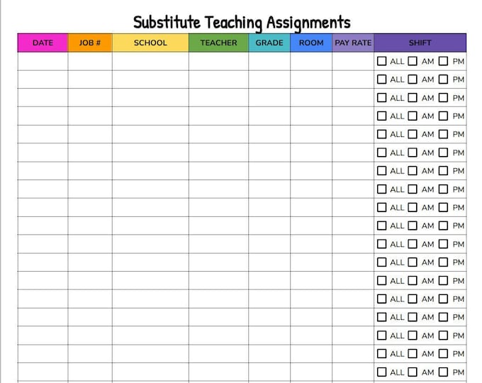 Substitute Teacher Tracker - Etsy
