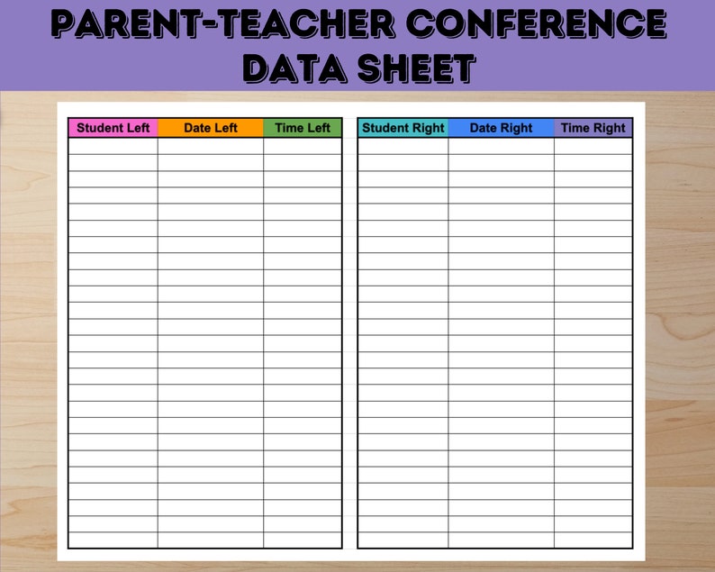 Customizable Parent-teacher Conference Data Sheet - Etsy
