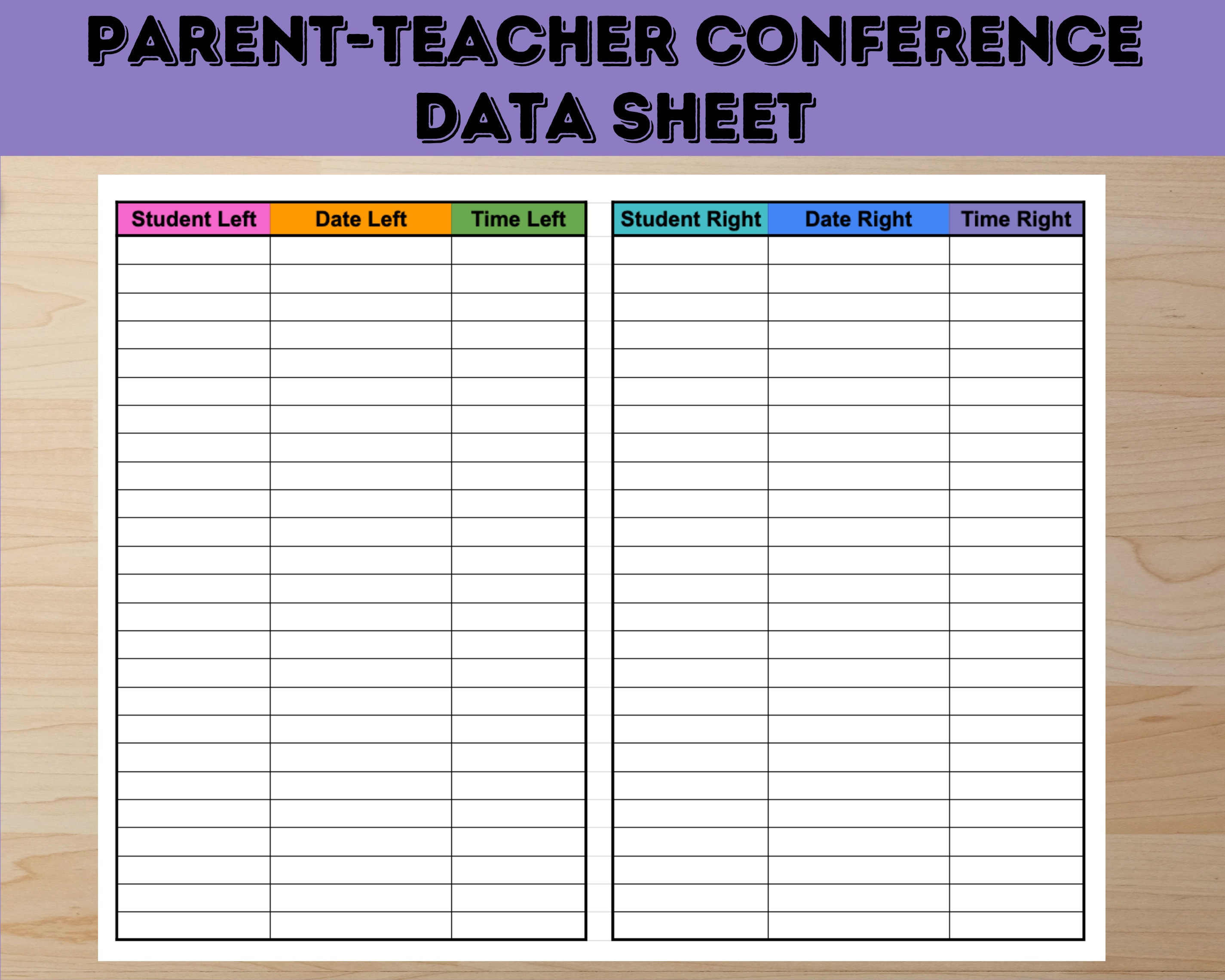 Customizable Parent-teacher Conference Data Sheet - Etsy