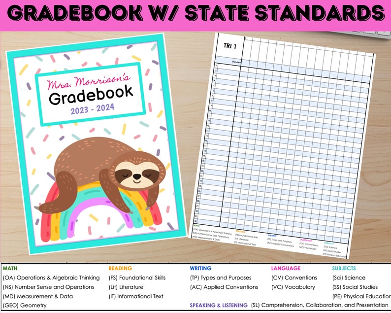Printable Gradebook With State Standards | Student Record Tracker ...