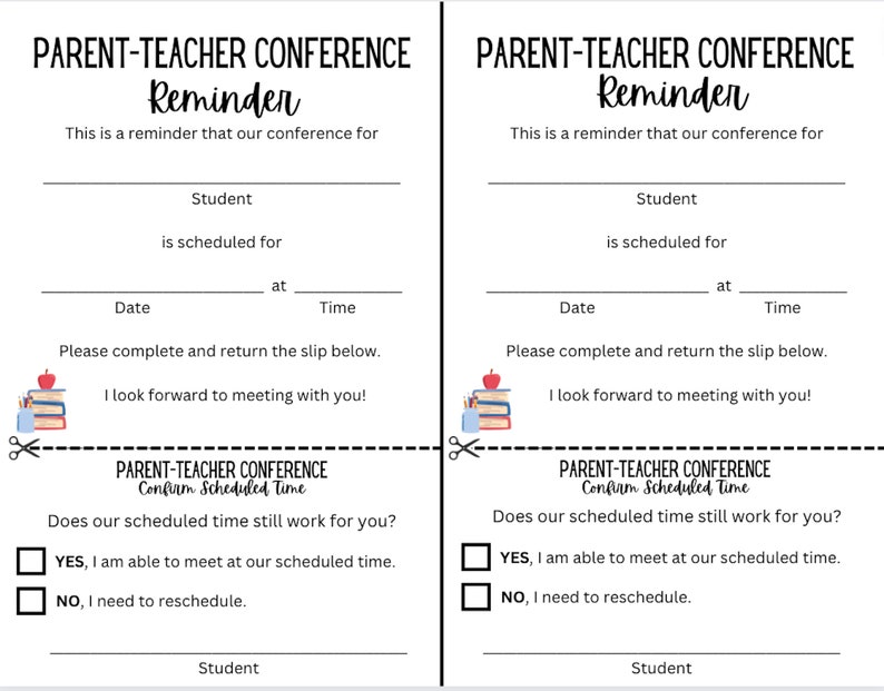 Parent-teacher Conference Reminder Sheet - Etsy