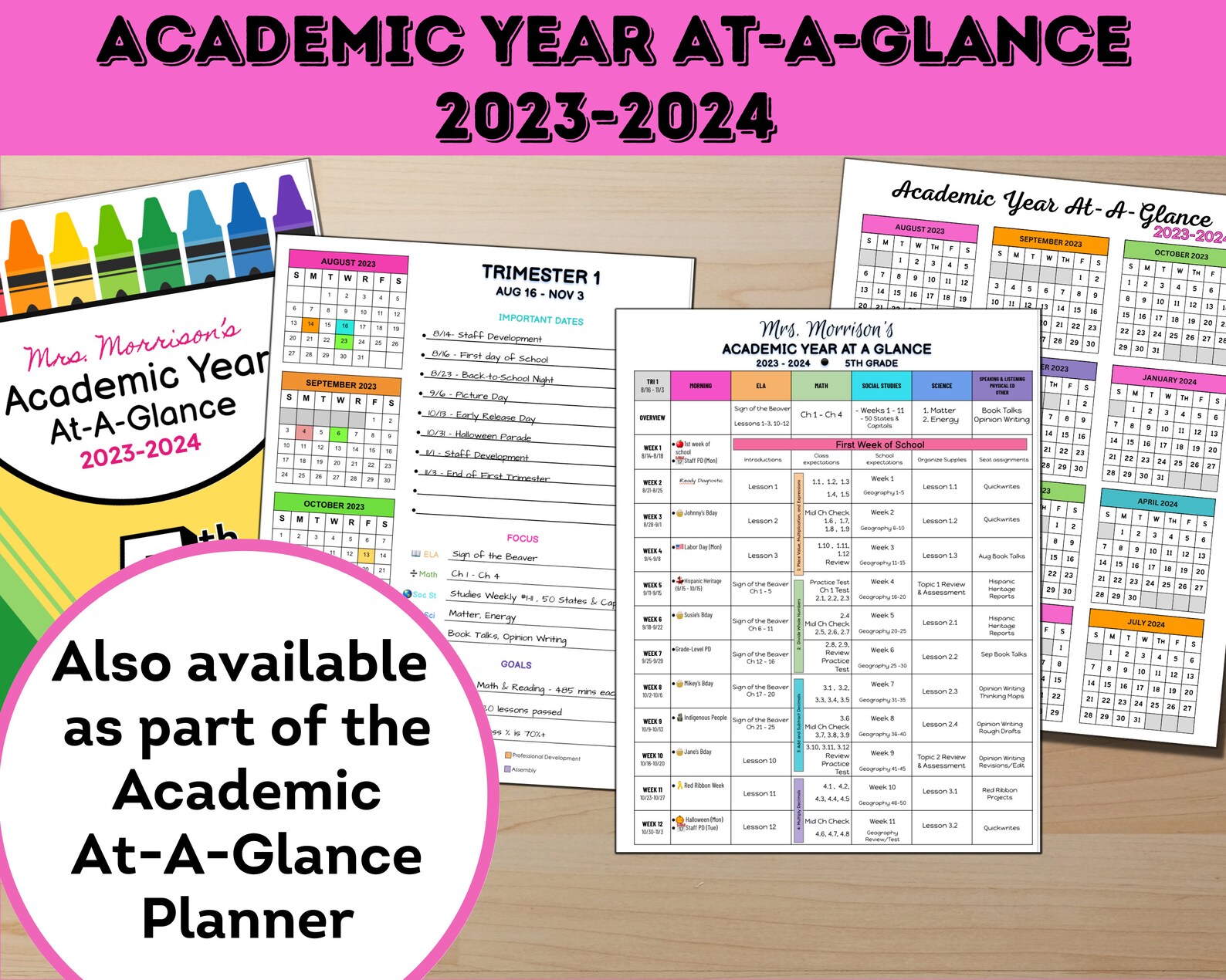 2023-2024 Academic Year At-a-glance Calendar Year at a Glance Printable ...