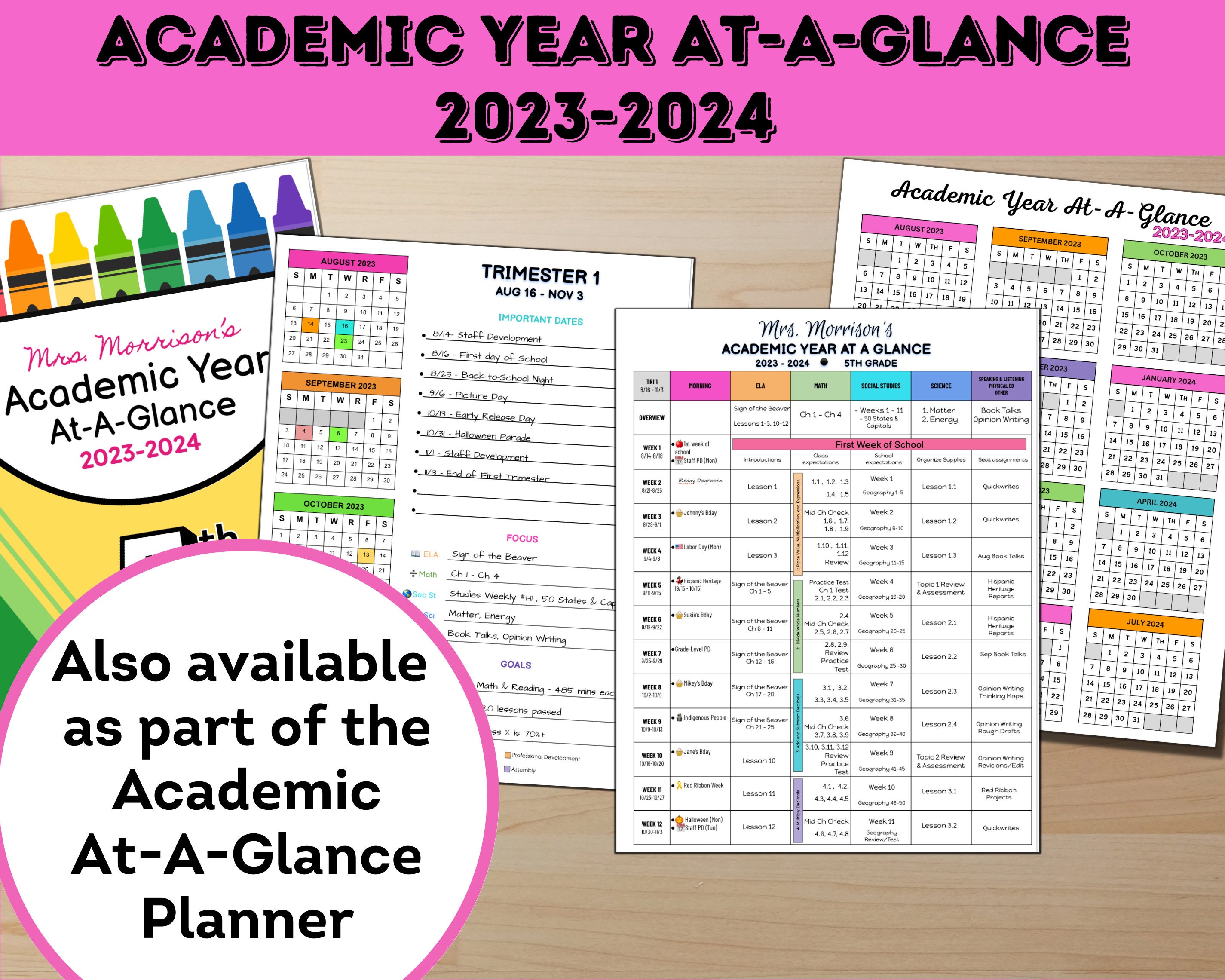 2023-2024 Academic Year At-a-glance Calendar Year at a Glance Printable ...