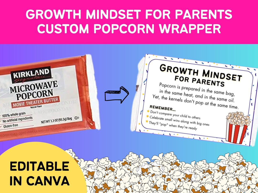Growth Mindset for Parents Popcorn Wrapper by Myteachergrams, Back-to ...