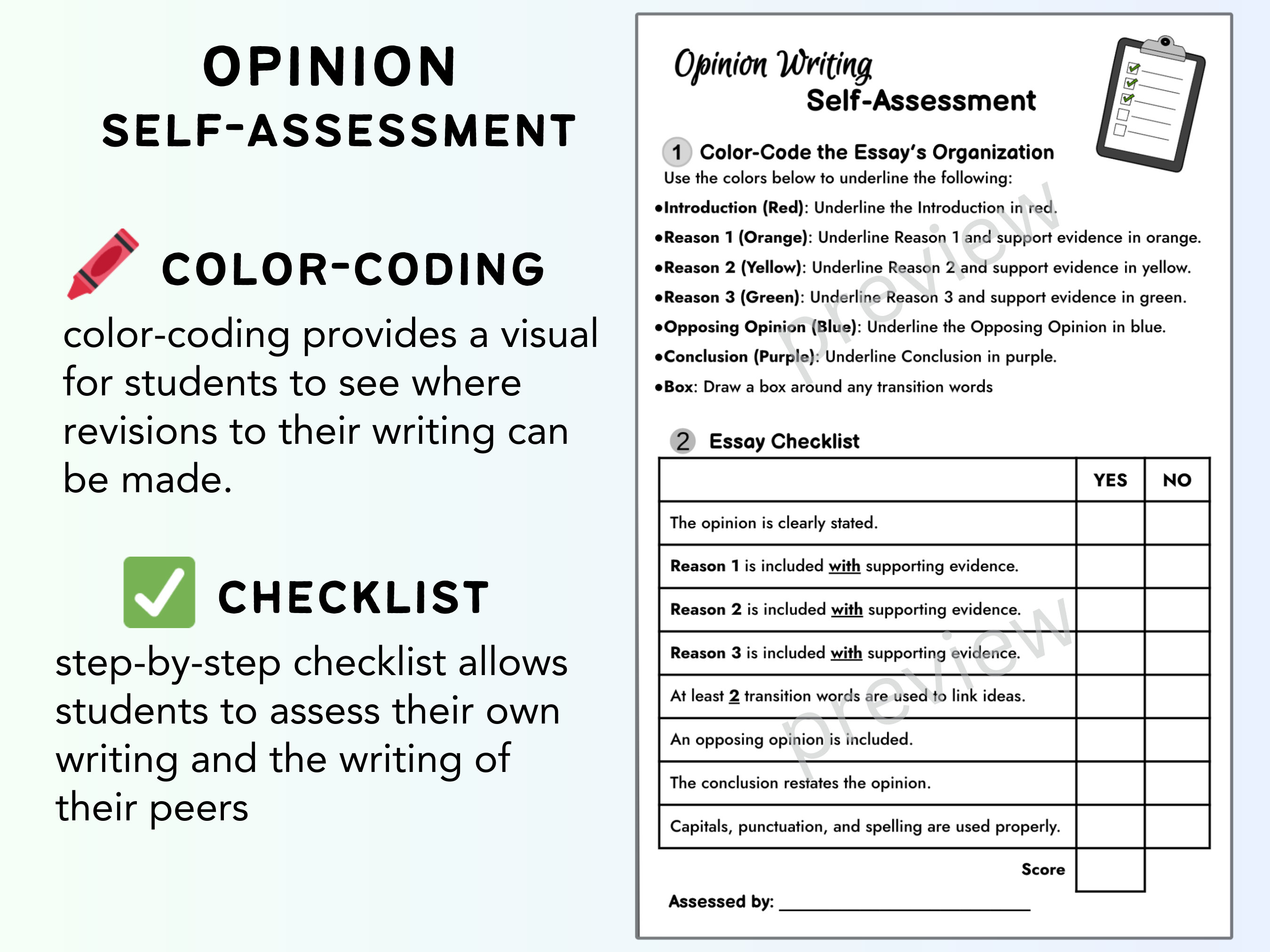 Writing Self-assessment and Peer-assessment Checklist for Students ...