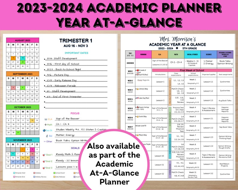 2023-2024 Academic Year At-a-glance Calendar Year at a Glance Printable ...