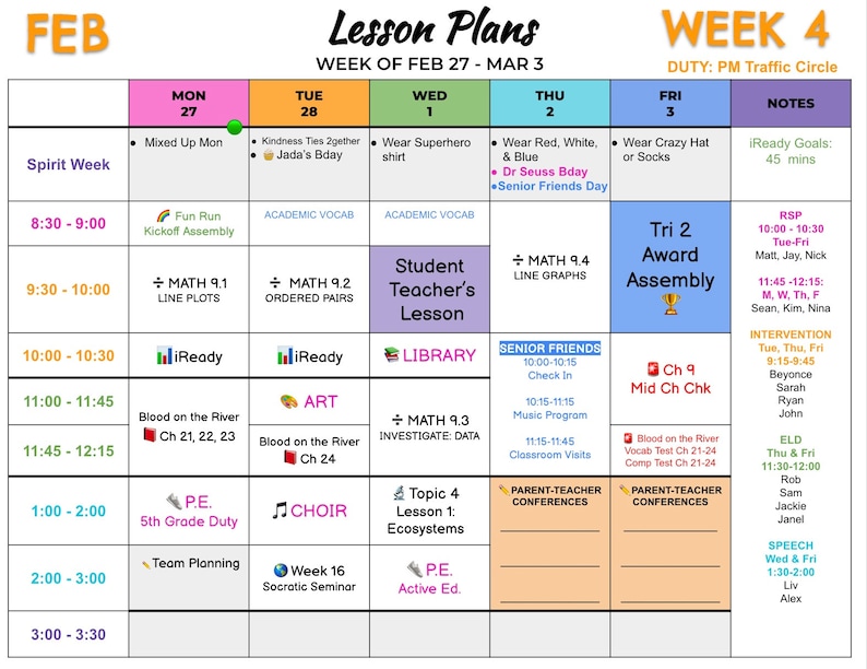 Printable Weekly Lesson Plans, Editable Google Slide, Digital Download ...