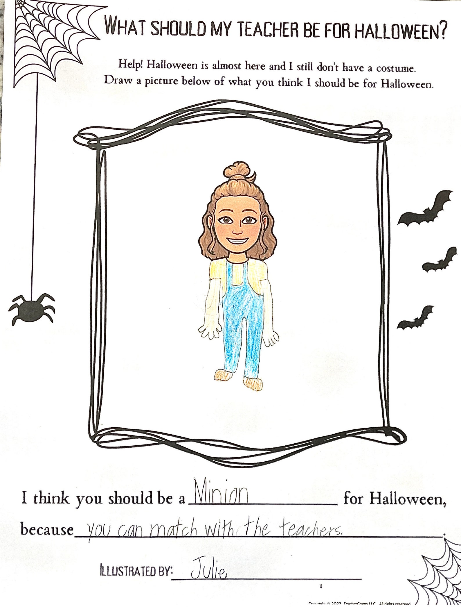 What Should My Teacher Be for Halloween? Classroom Worksheet Activity ...