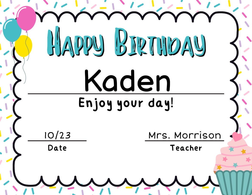 Birthday Certificate Customizable in Canva or Google Slide | Printable ...