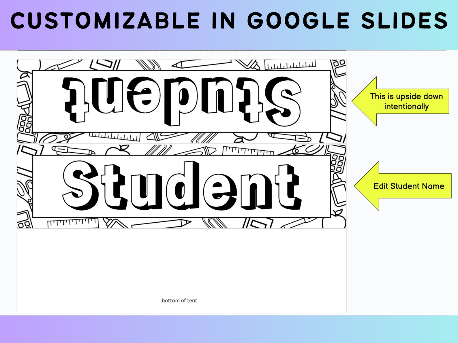 Coloring Student Name Tent, Back-to-school, First Day of School ...