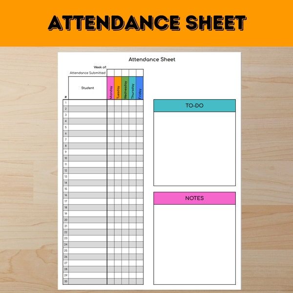 Attendance Sheet - Etsy