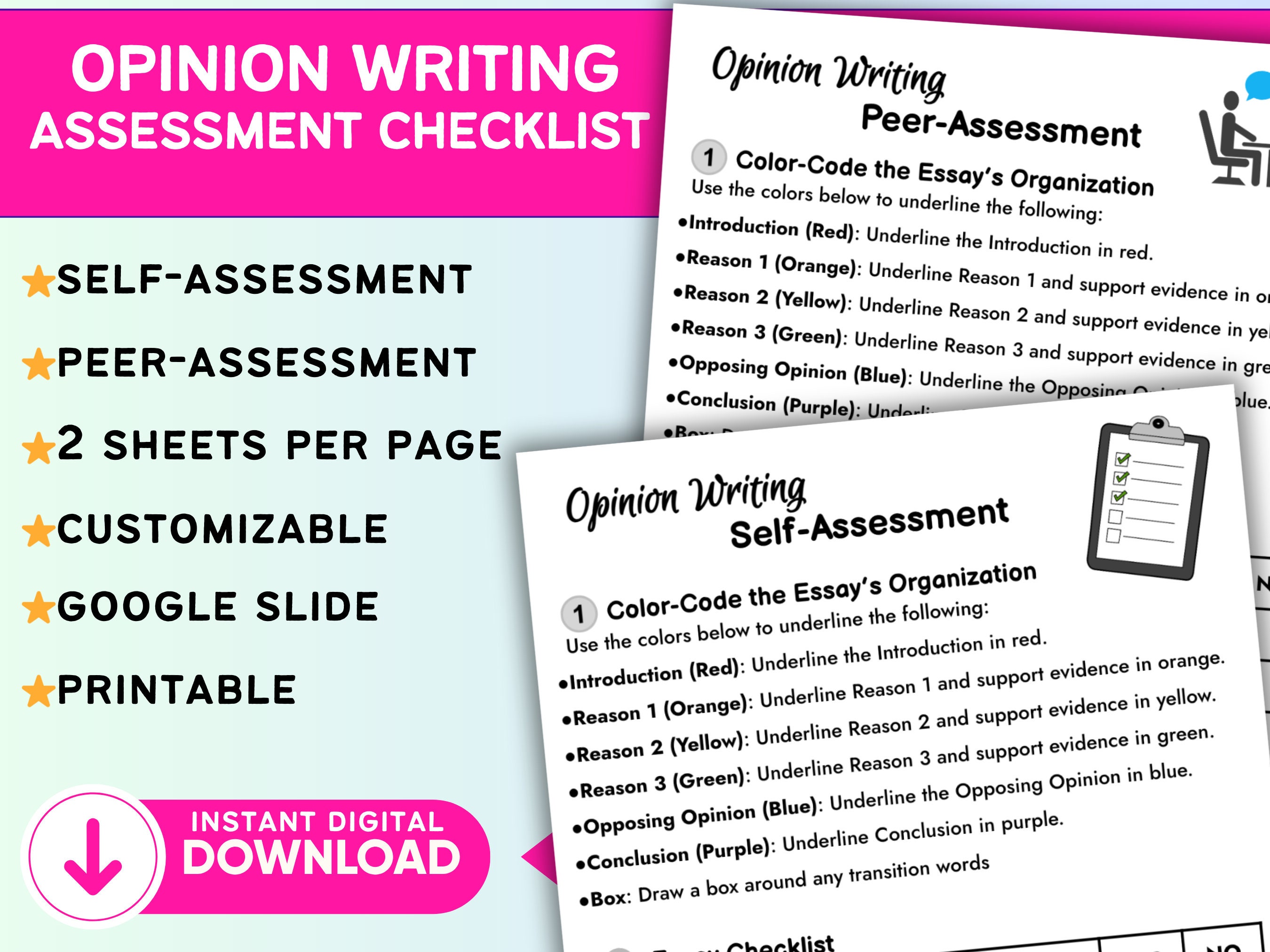 Writing Self-assessment and Peer-assessment Checklist for Students ...