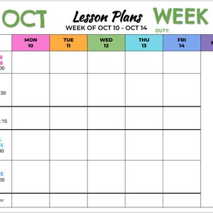 Printable Weekly Lesson Plans - Etsy