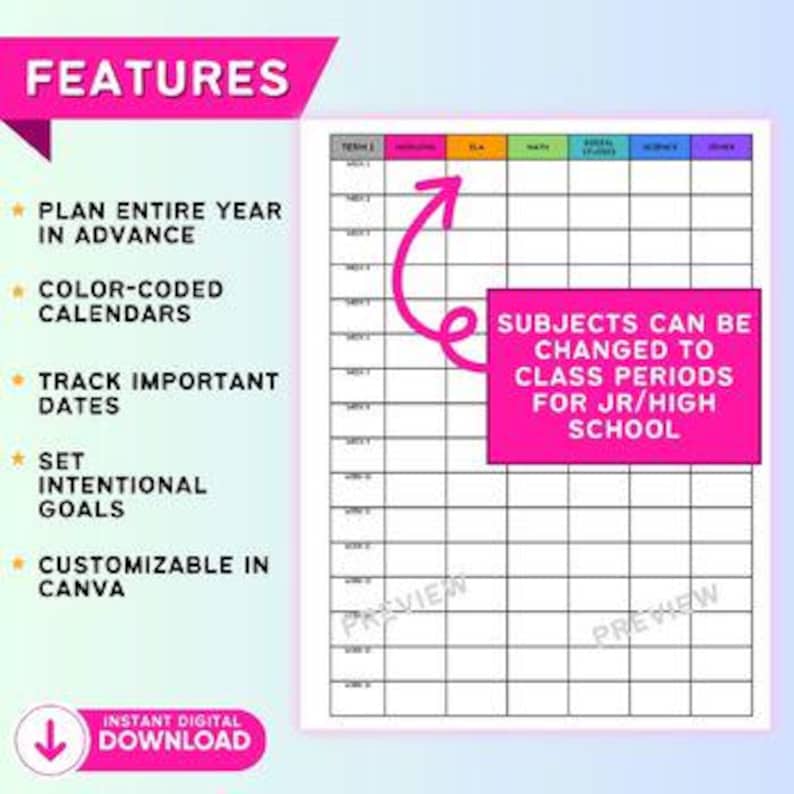 2025-2026 Academic Year At-a-glance Teacher Lesson Planner |printable ...