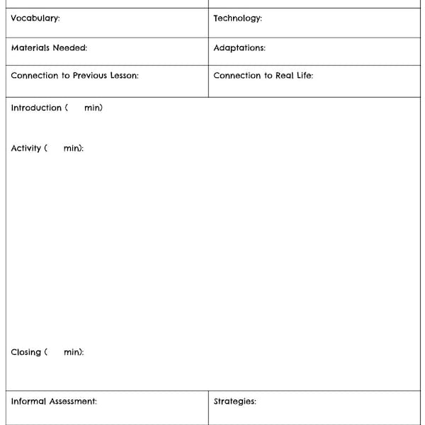 Custom Lesson Plan Template - Make Your Own Lesson Plan Template