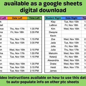 Customizable Parent-teacher Conference Data Sheet - Etsy