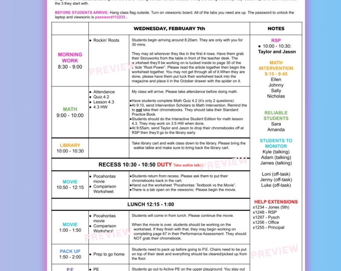 Editable Substitute Teacher Binder Template, Sub Binder Template ...