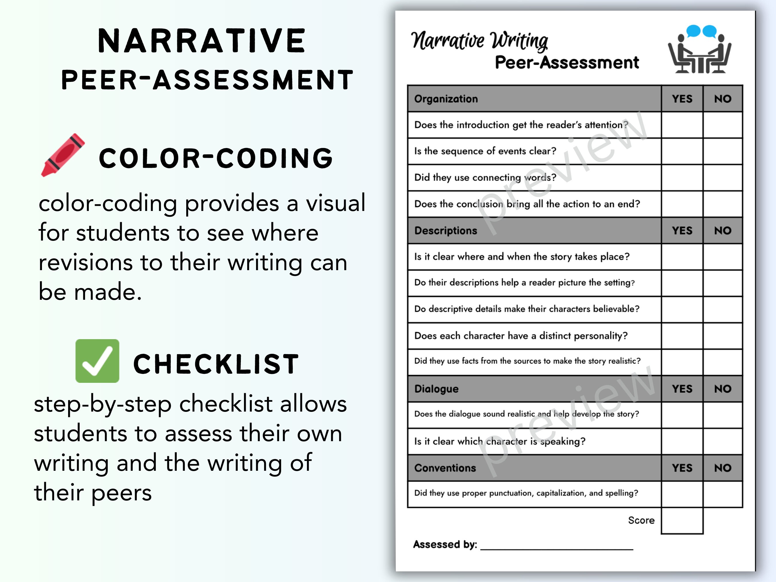 Writing Self-assessment and Peer-assessment Checklist for Students ...