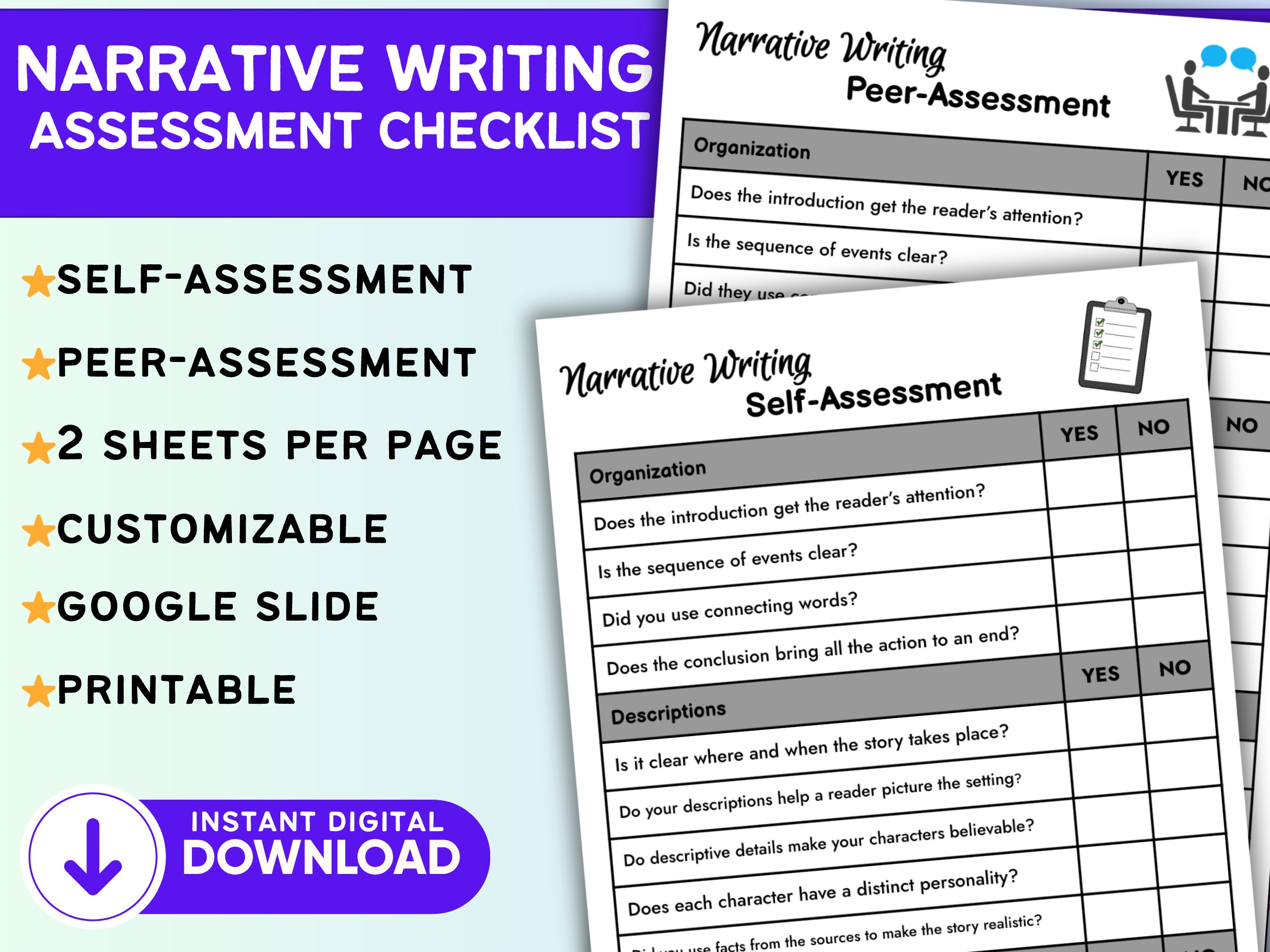 Writing Self-assessment and Peer-assessment Checklist for Students ...
