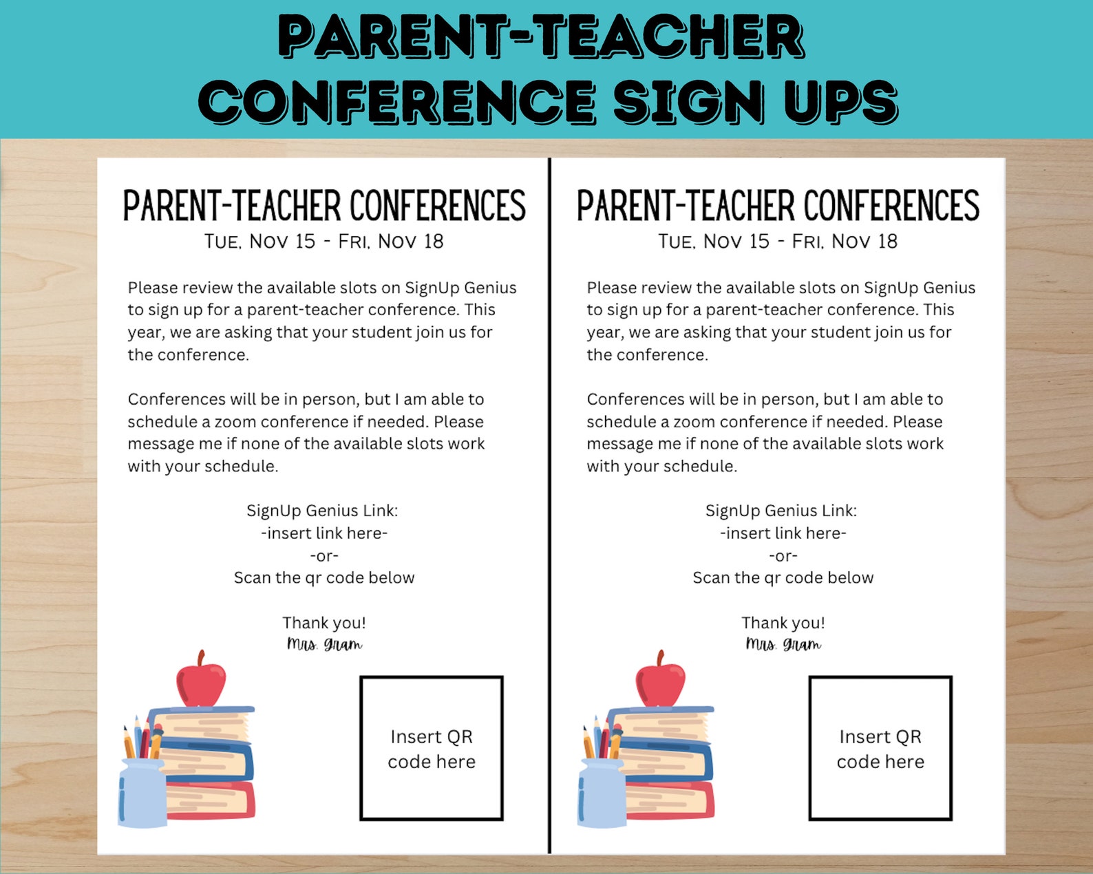Editable Parent-teacher Conference Sign-up Flyer Form to Share With ...