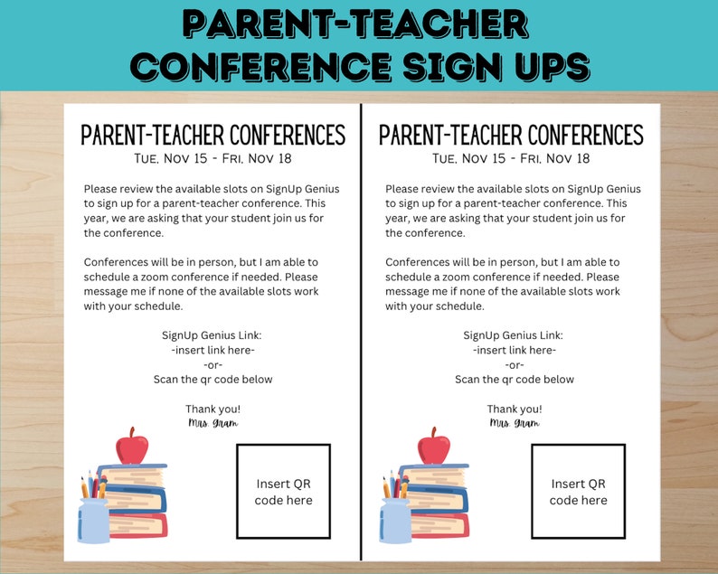 Editable Parent-teacher Conference Sign-up Flyer Form to Share With ...
