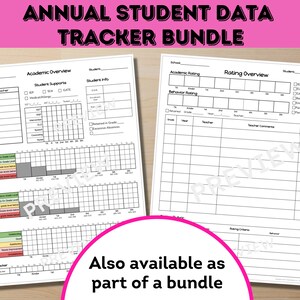 Annual Student Data Tracker Form| Academic Tracker | Behavior Tracker ...