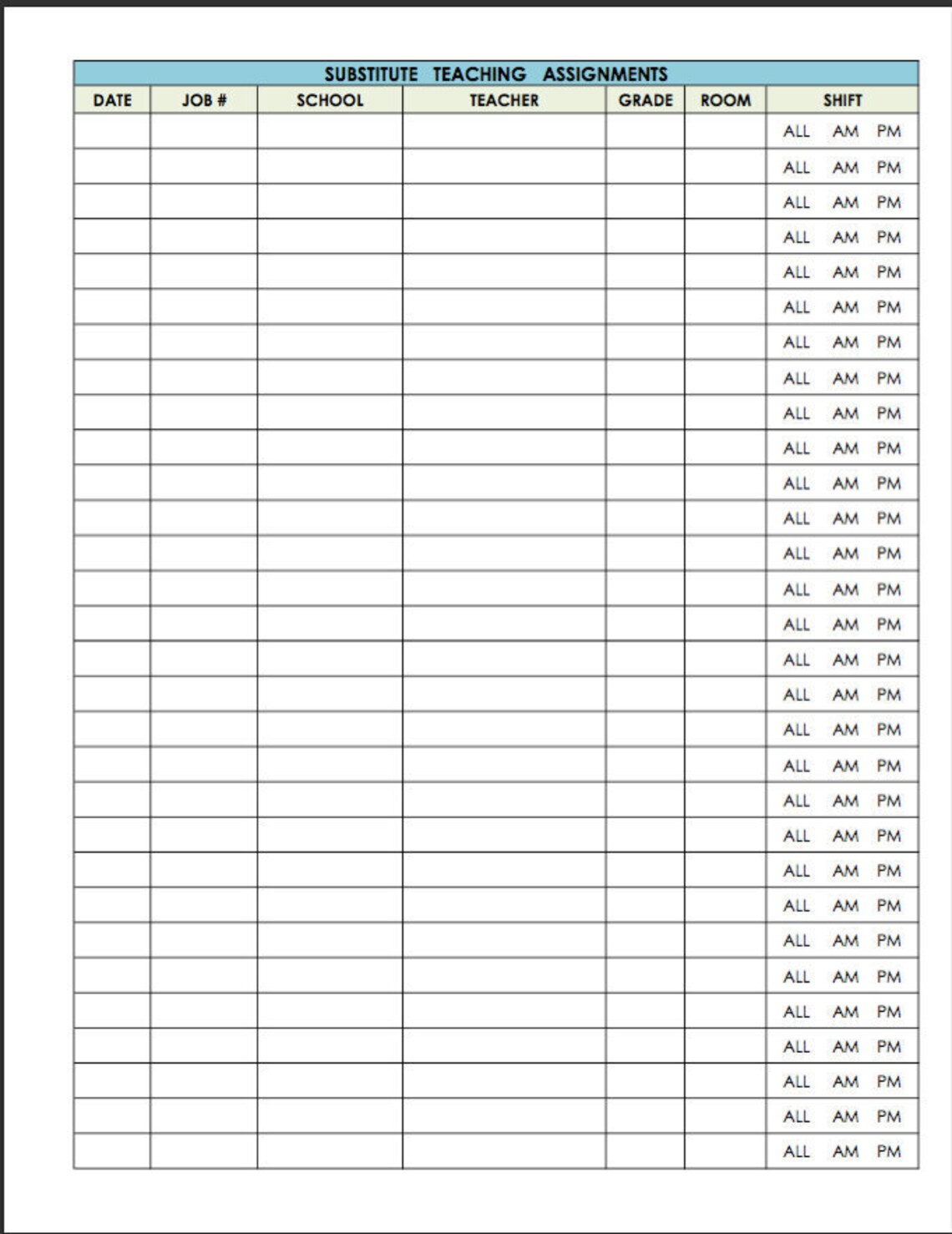 Substitute Teacher Tracker - Etsy