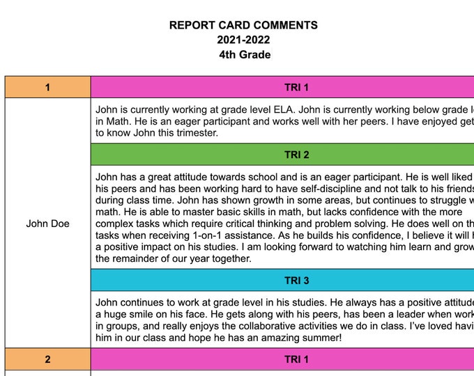IEP Report Card Comments - Etsy Canada