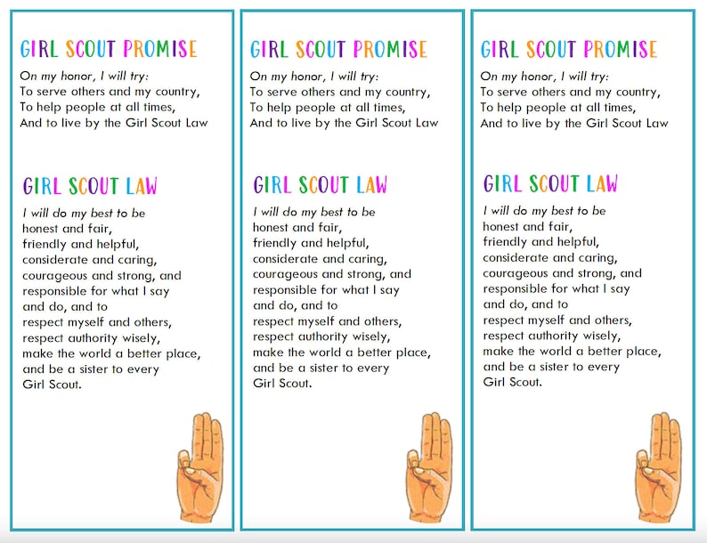 Girl Scout Promise and Law (non-denominational) - Etsy