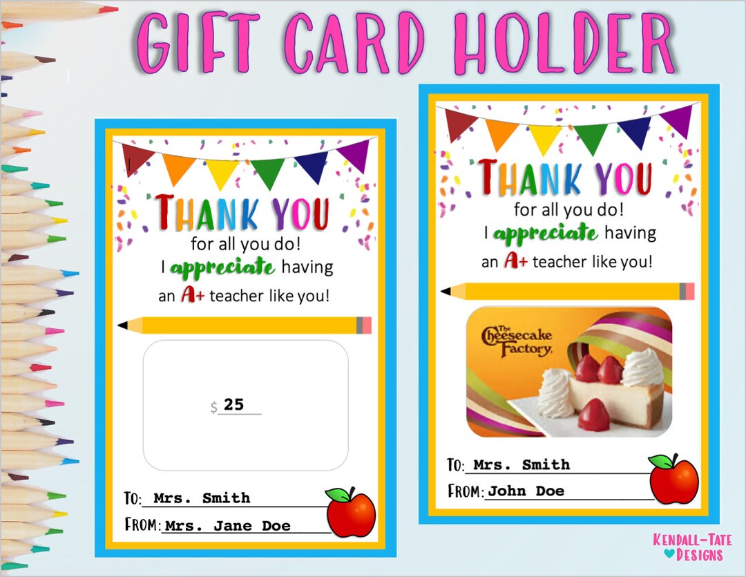 THANK YOU Teacher Appreciation Gift Card Holder - Etsy