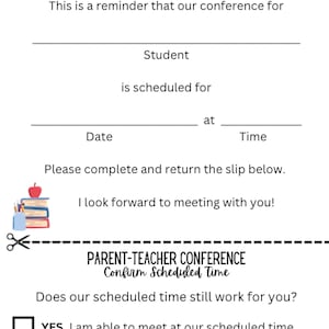 Parent-teacher Conference Reminder Sheet - Etsy