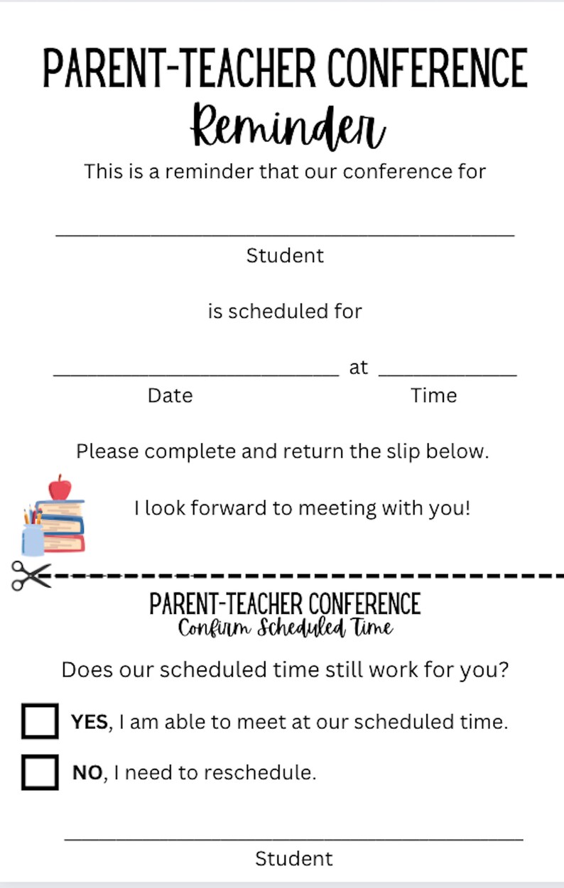 Parent-teacher Conference Reminder Sheet - Etsy