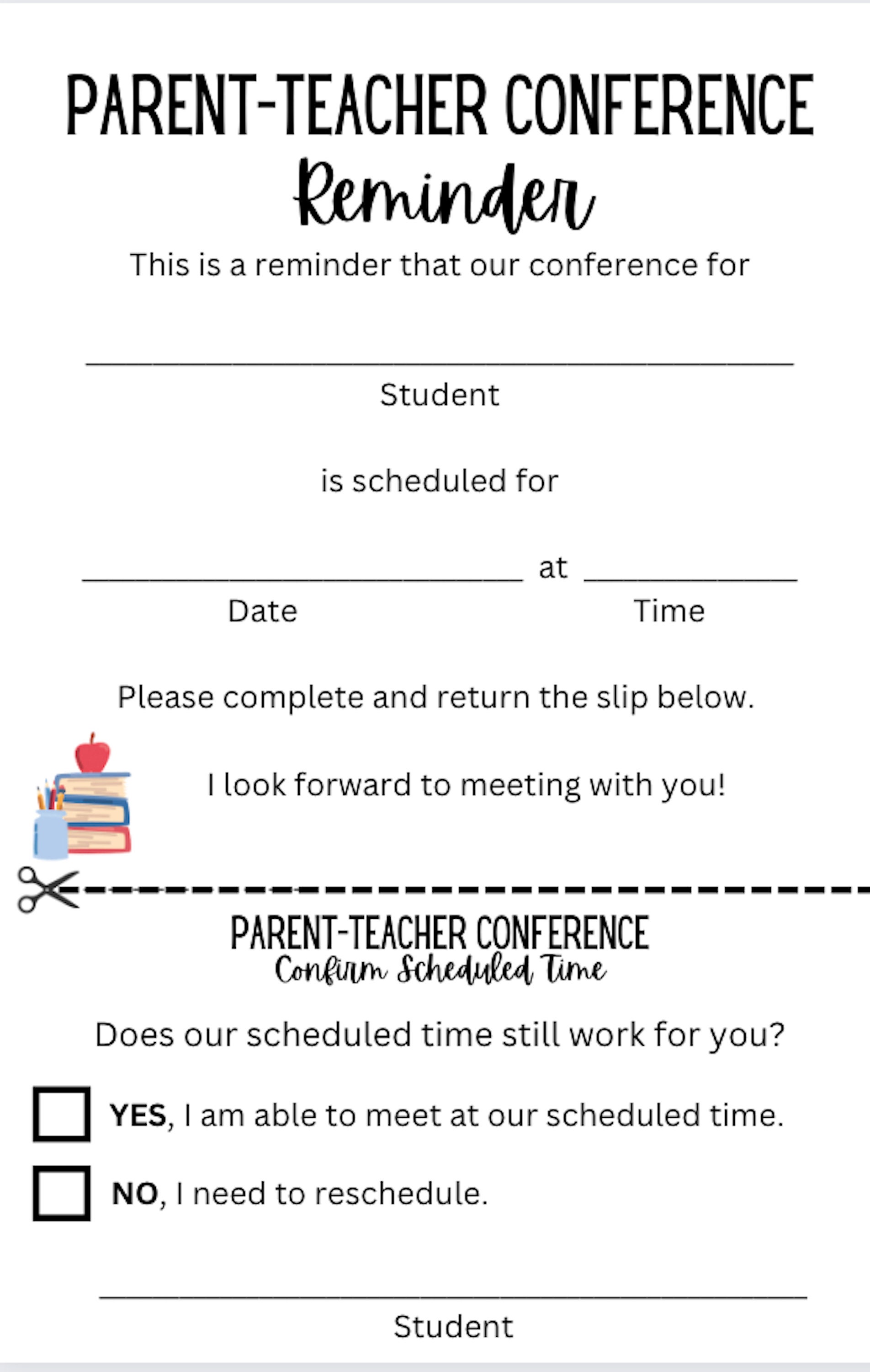 Parent-teacher Conference Reminder Sheet - Etsy