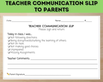 Parent/teacher Communication Sheet: Behavior Management Form Teachers ...