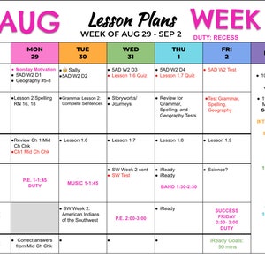 Printable Weekly Lesson Plans, Editable Google Slide, Digital Download ...