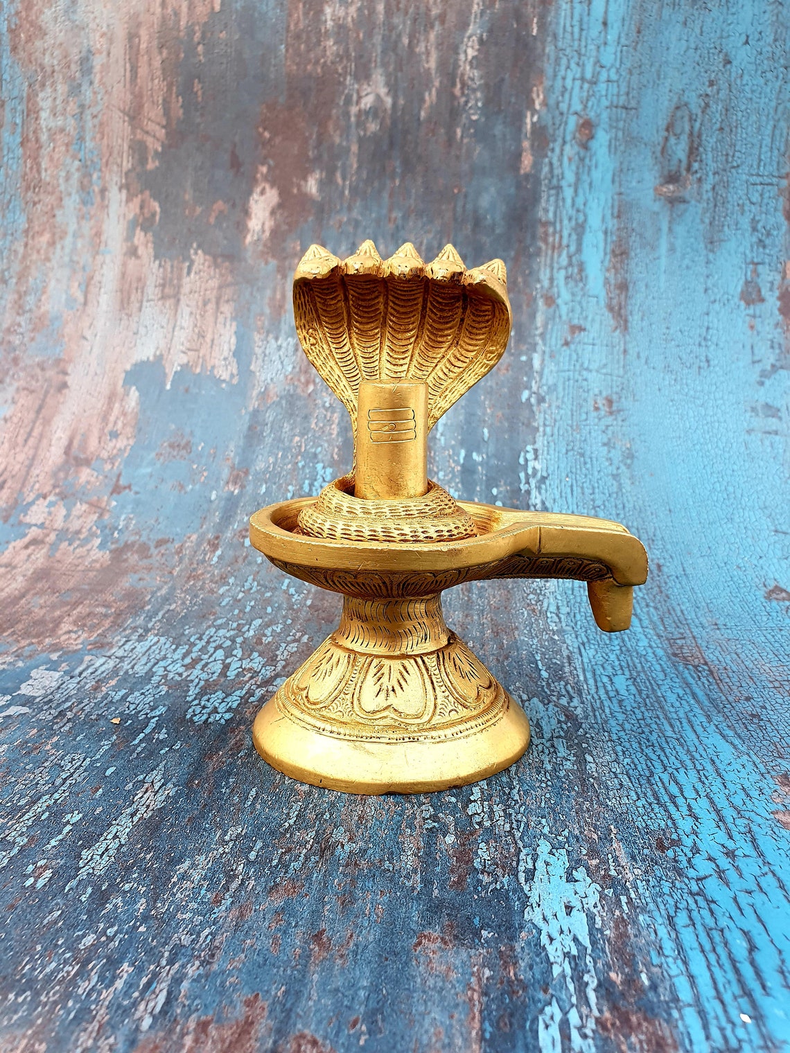 Brass Shivling/ Shiva Lingam With Sheshnag in Antique Golden Finish ...
