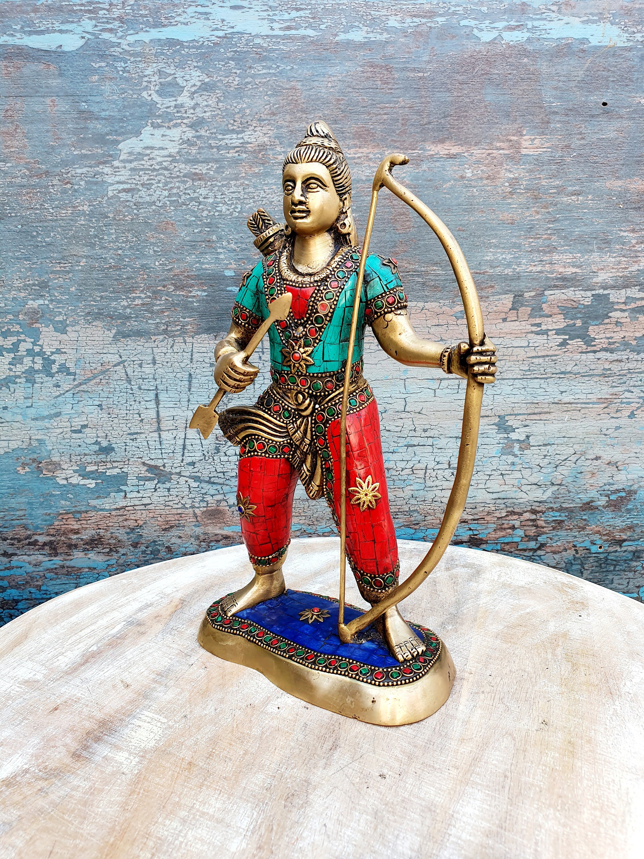 Brass Lord Rama Idol Ram Statue Murti in Multicolor Stonework - Etsy